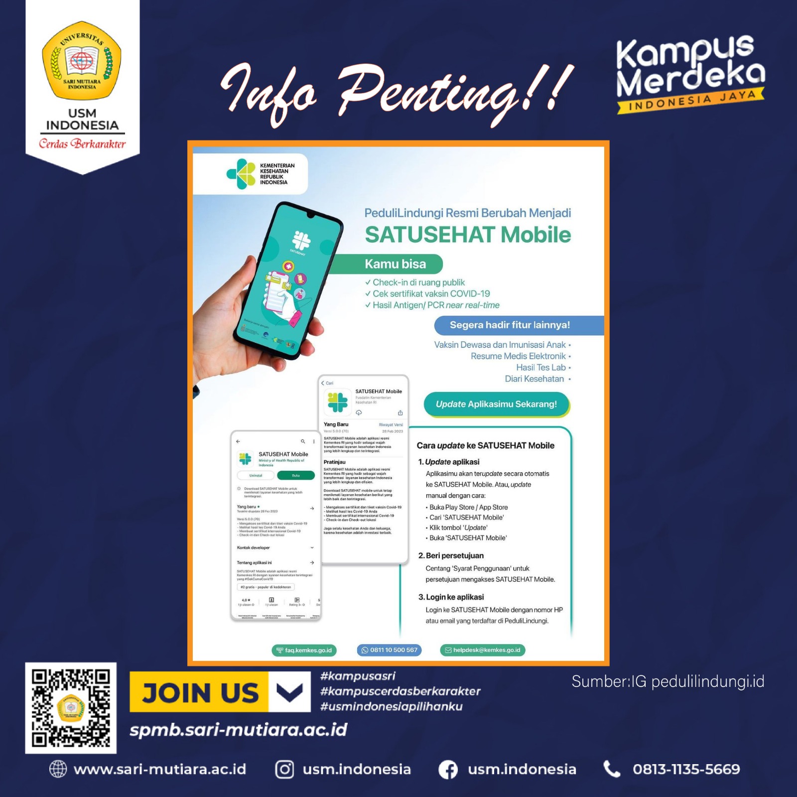 Aplikasi SATU SEHAT Mobile – Universitas Sari Mutiara Indonesia